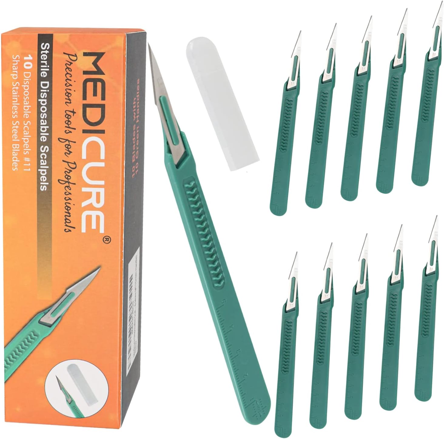 Medicure Disposable Scalpels| #11 Sharp Stainless Steel Blades | Pack ...