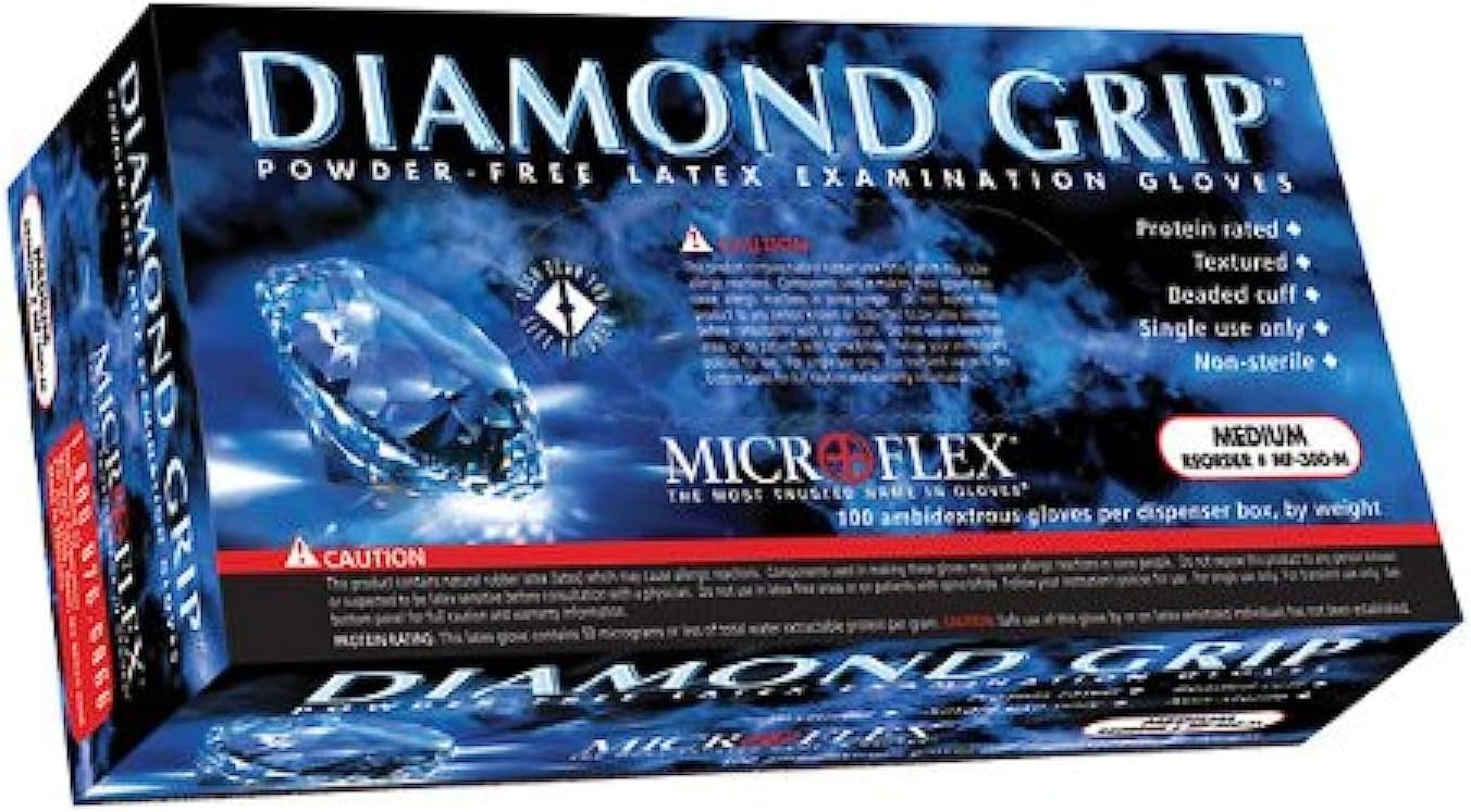 Amazon.com: Microflex Inc Dgp-350-L Diamond Grip Plus Pf Gloves Large ...