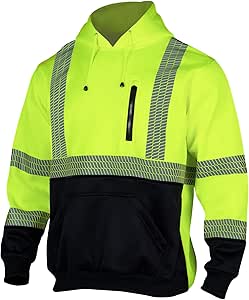 VENDACE High Visibility Reflective Safety Fleece Sweatshirt Hoodies for Men ANSI Class 3 Hi Vis ...