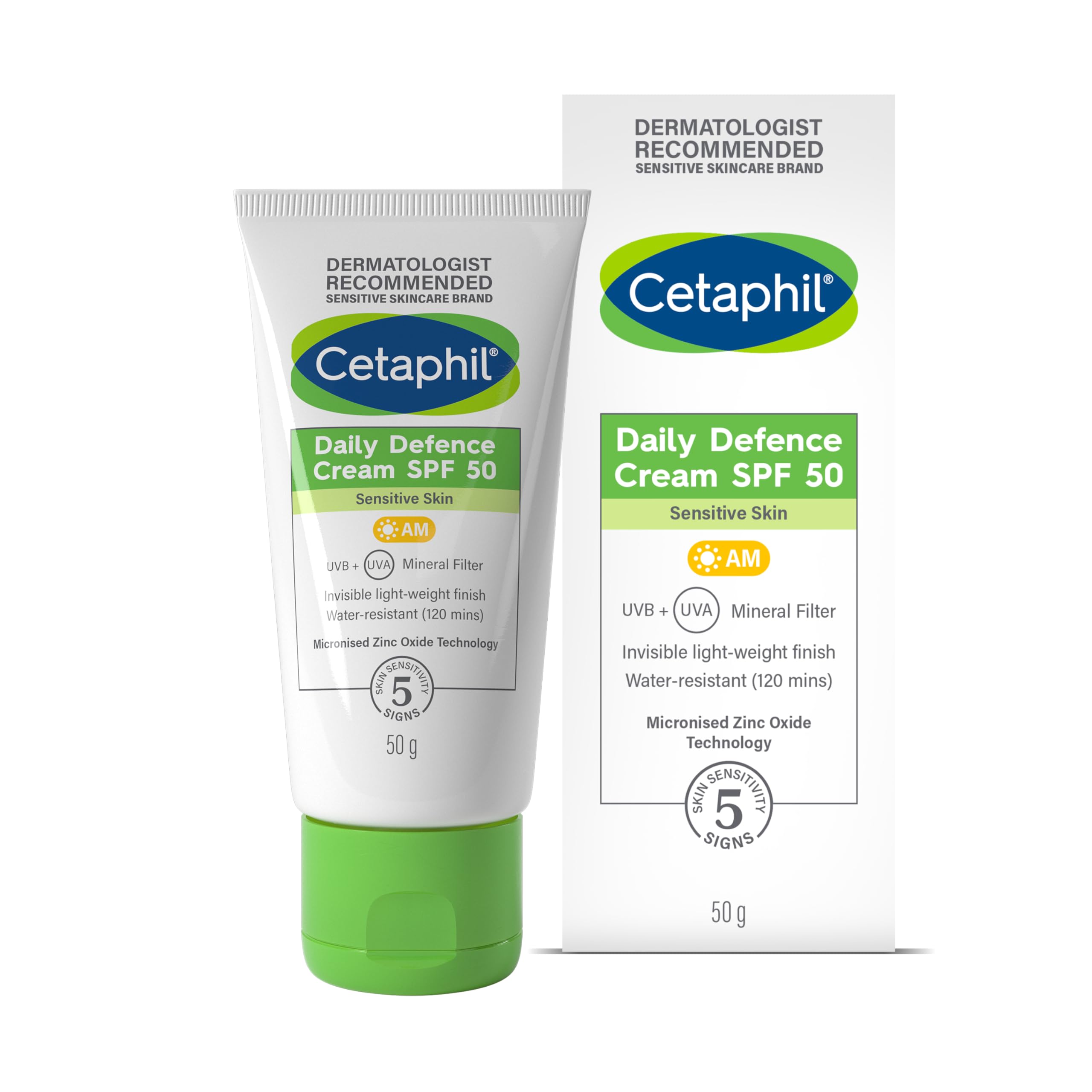 Cetaphil Daily Defence SPF 50 Face Cream, Mineral Sun Cream, Fragrance ...