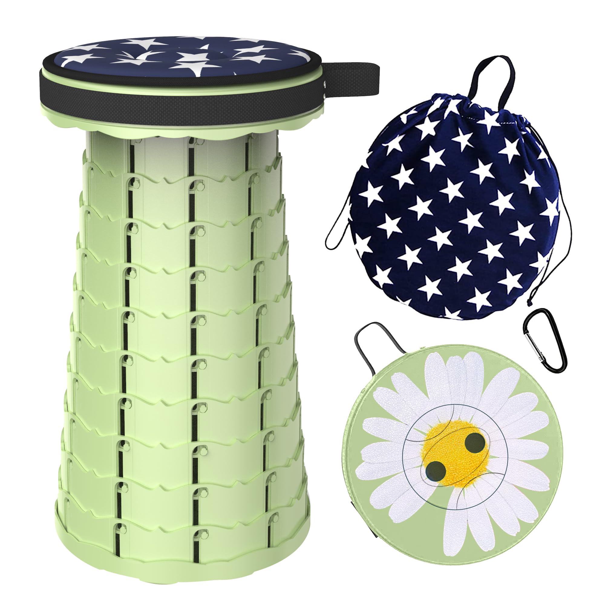 ALEVMOOM Upgraded Collapsible Stool Telescoping Stool with Cushion ...