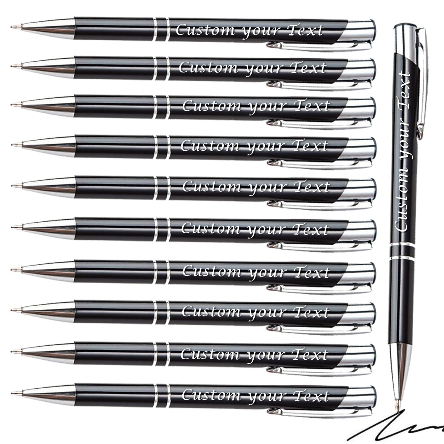 Amazon.com : AOK 50PACK Personalized Pens Custom Black writing - Metal ...