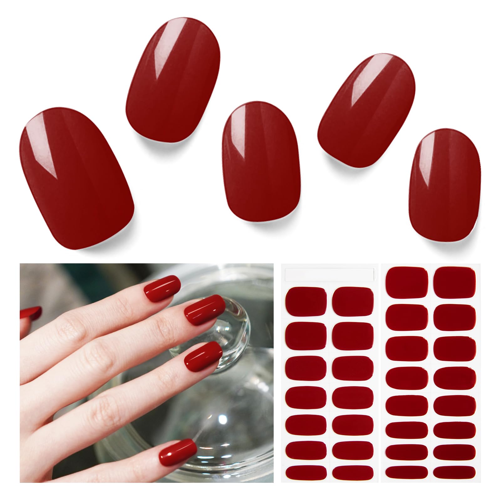 Amazon.com: Semi Cured Gel Nail Strips, 30 Pcs Solid Color Gel Nail ...