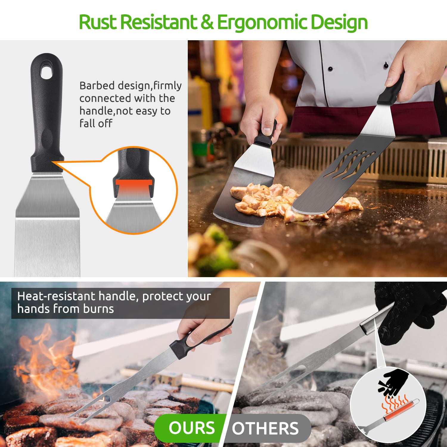 Griddle Spatula Stanbroil 4-Piece Stainless Steel Set - Commercial ...