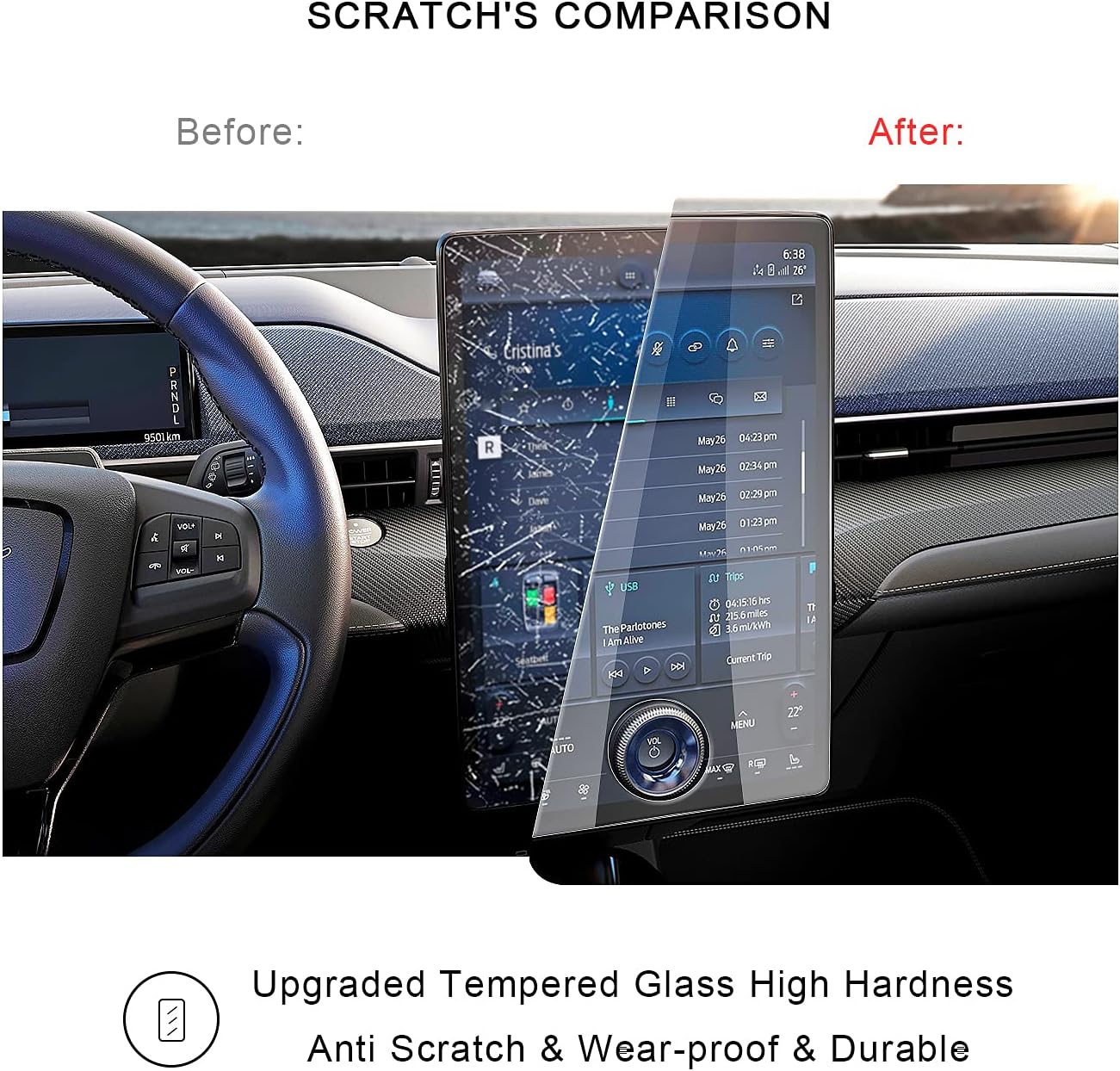 Protector de pantalla de vidrio templado R RUIYA Mach E 2021 2022 Ford ...