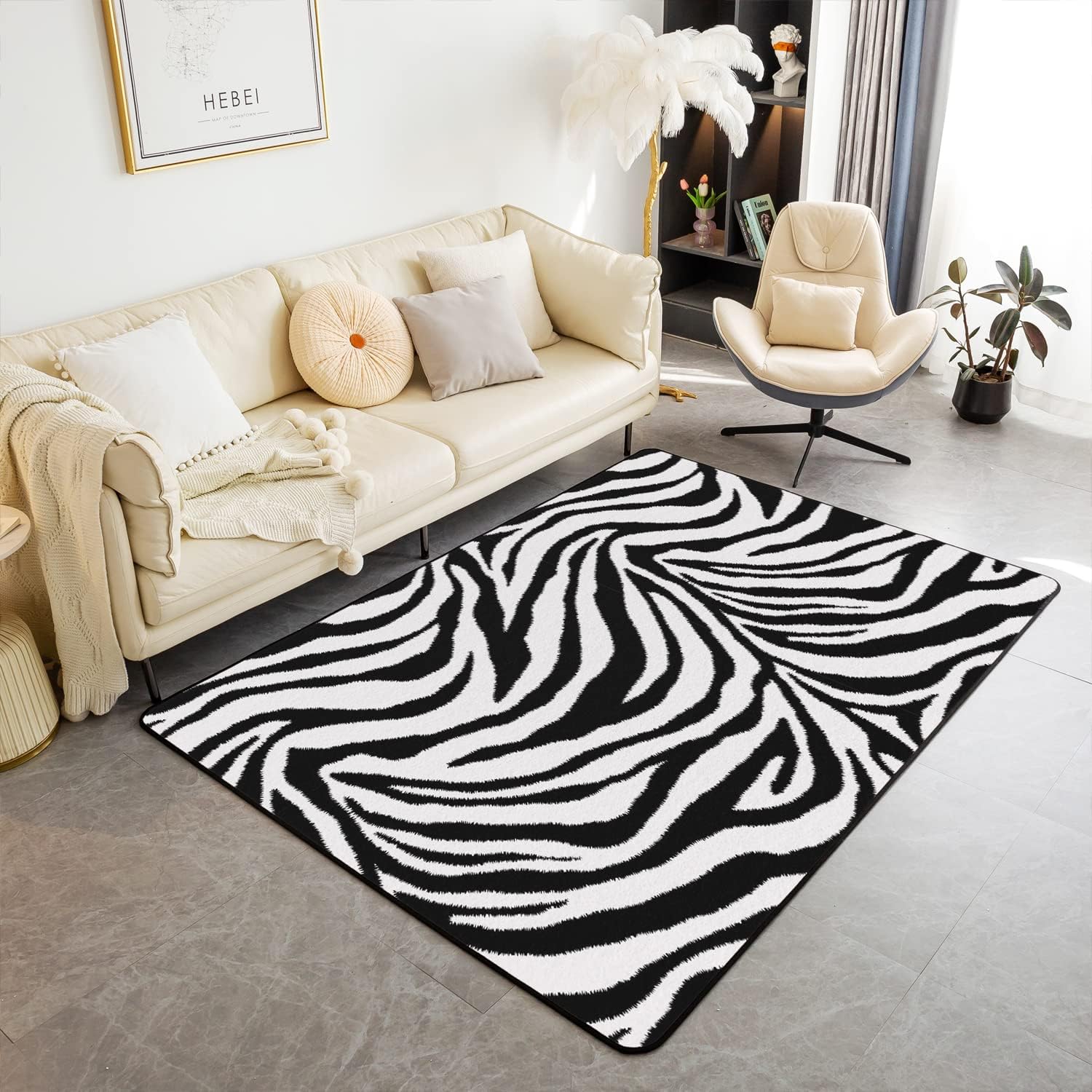 Amazon.com: Champion Rugs Zebra Print Rug Contemporary Area Rugs Zebra ...