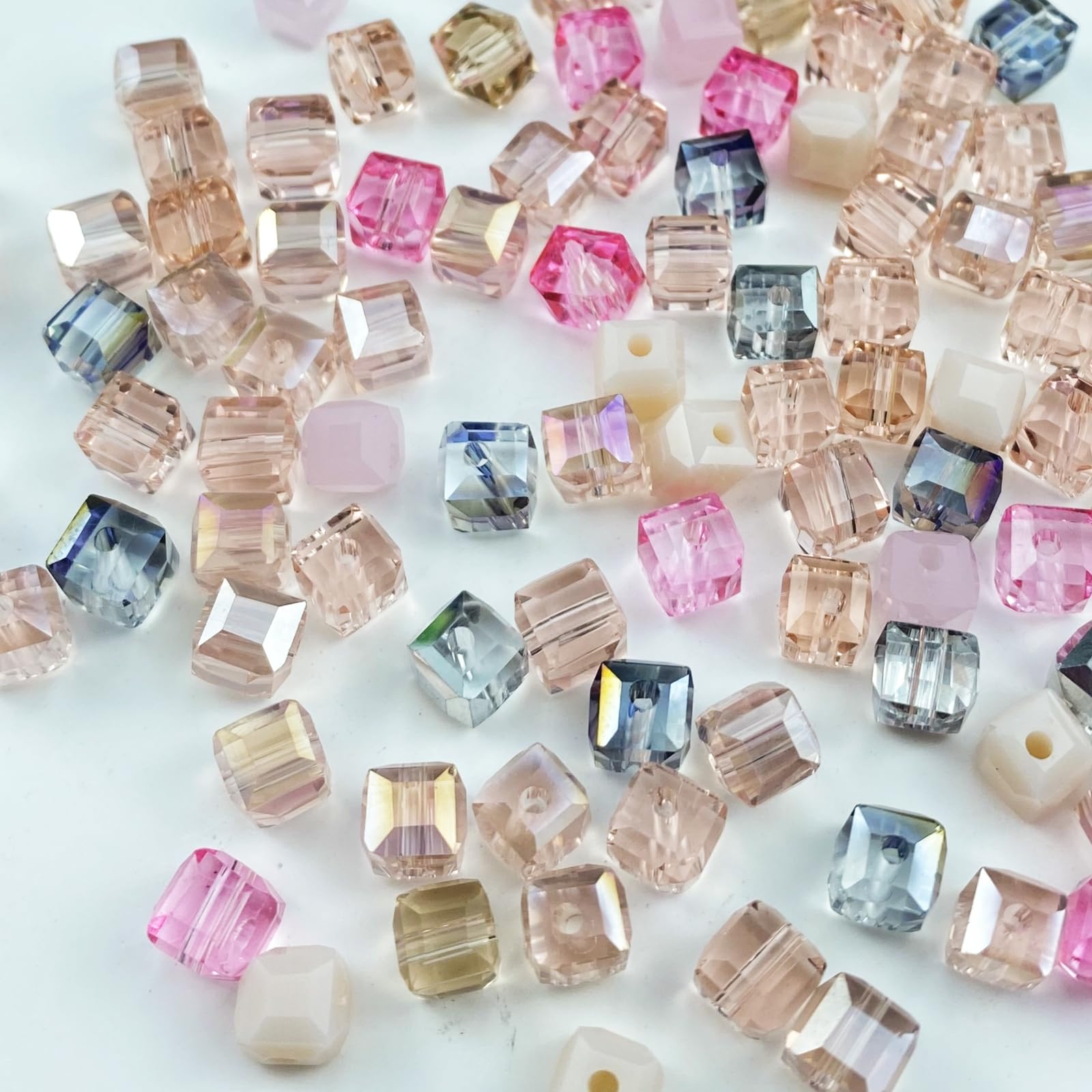 Amazon.com: Honkoolly 100pcs Crystal Glass Cube Beads 3mm Square Glass ...