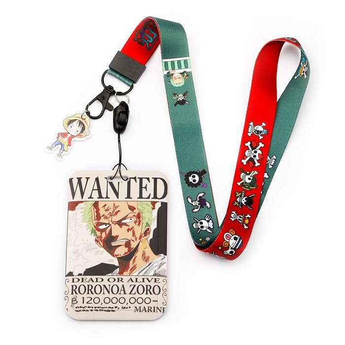 Buy One Piece Luffy Zoro Lanyard Keychain with ID Card Badge Holder ...