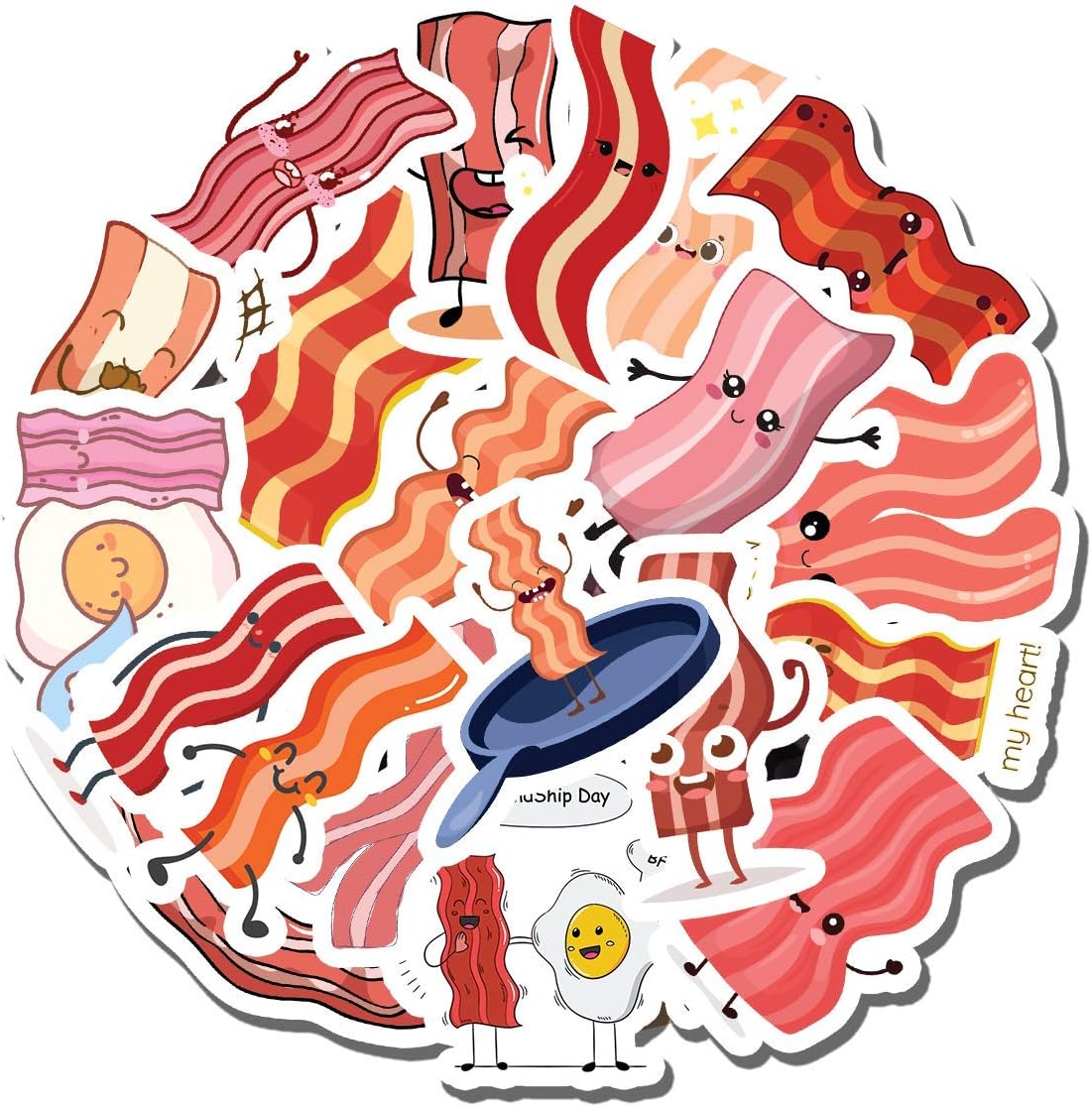 Amazon.com: 20 PCS Stickers Pack Bacon Aesthetic Scented Vinyl Colorful ...