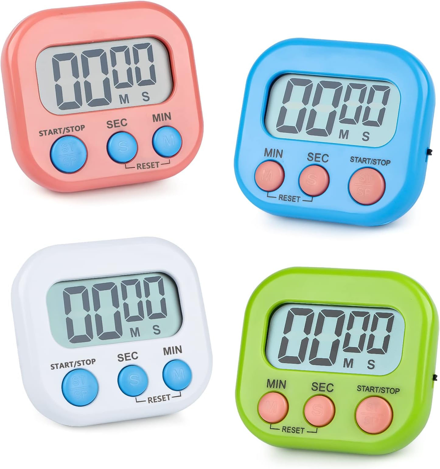 2 Pack Digital Timer - Kitchen Timer Clock with Magnetic Back for Cooking Minute Seconds Count ...