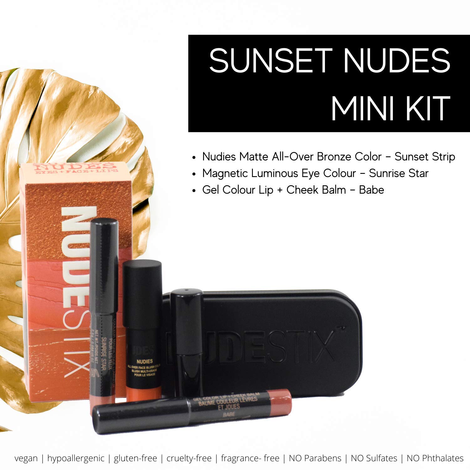 Nudestix Sunset Nudes Mini Kit - 3-Piece Beauty Makeup Set: Nudies Matte Blush and Bronze ...