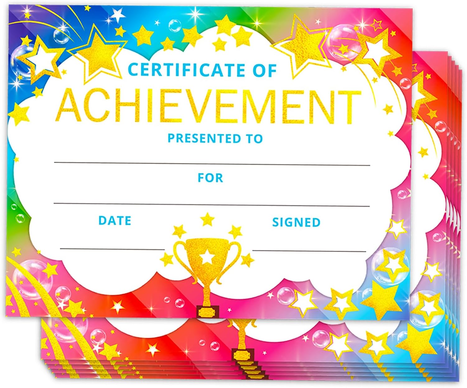 Amazon.com : Certificate Paper for Kids, Gold Star Preschool Diploma ...