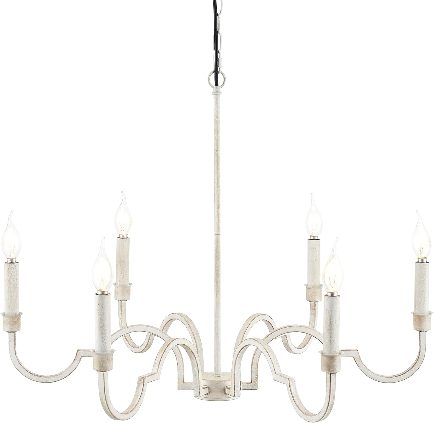 Psyverii Distressed Farmhouse Chandelier, Distressed White Chandelier ...