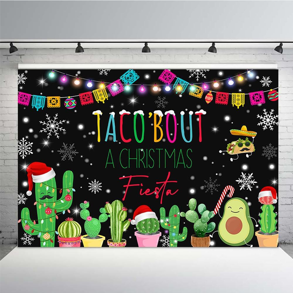 Amazon.com : MEHOFOND 7x5ft Taco Bout A Christmas Fiesta Backdrop ...