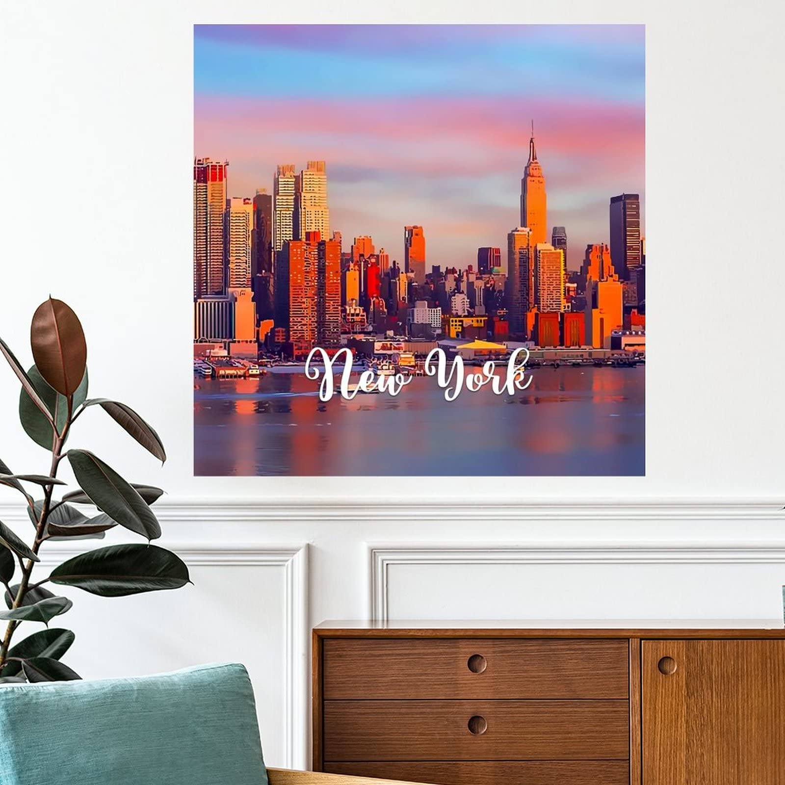 Cityscape Vinyl Wall Decal Seattle Washington Skyline Watercolor Art