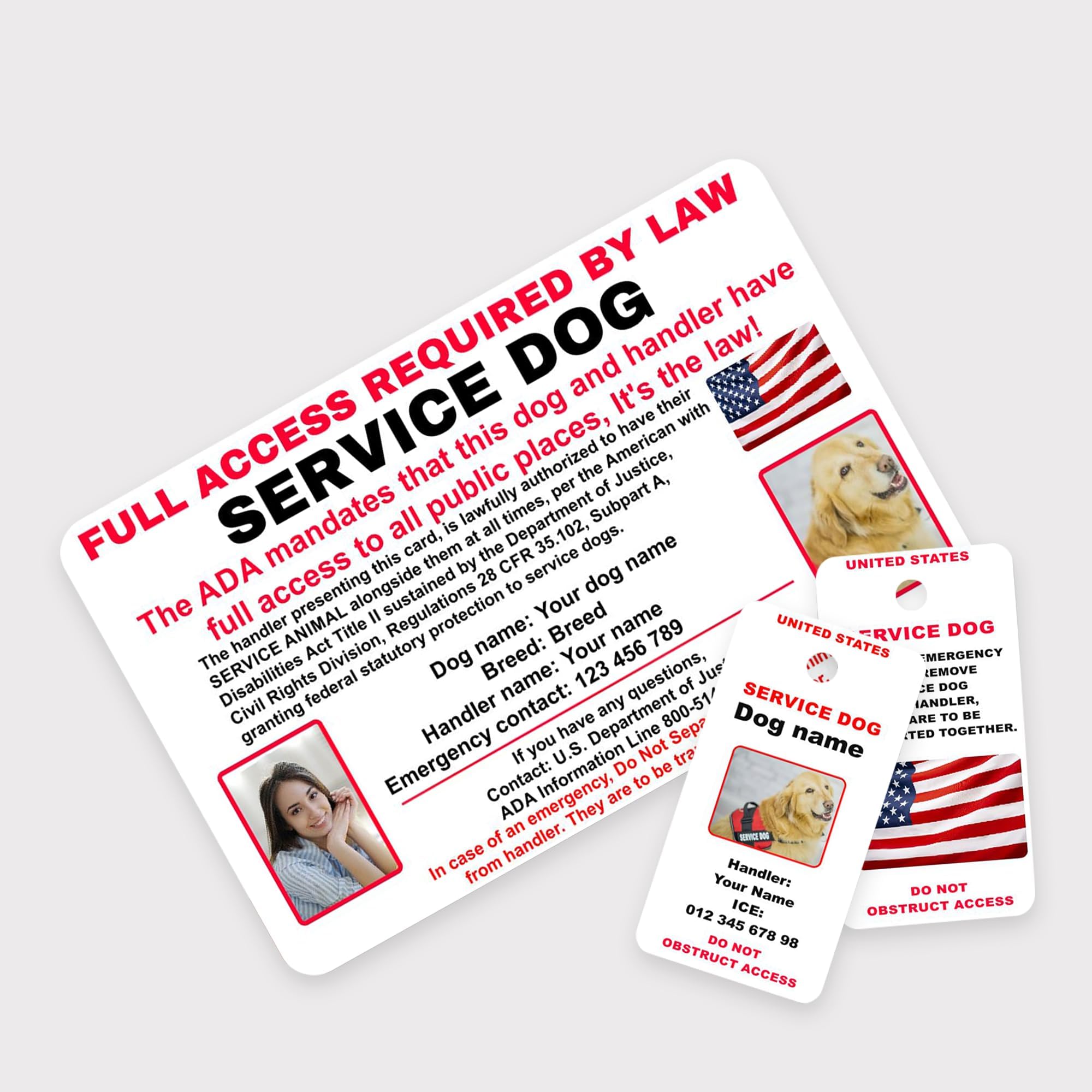 Amazon.com: Personalized U.S. Service Animal Card with QR Code Link to ...