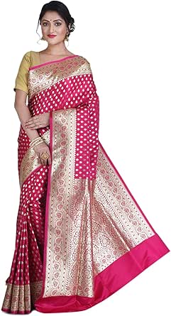 Amazon.com: Aishani Collection Unisex-Adult Woven Pure Katan Silk Banarasi Minakari Buta Work ...