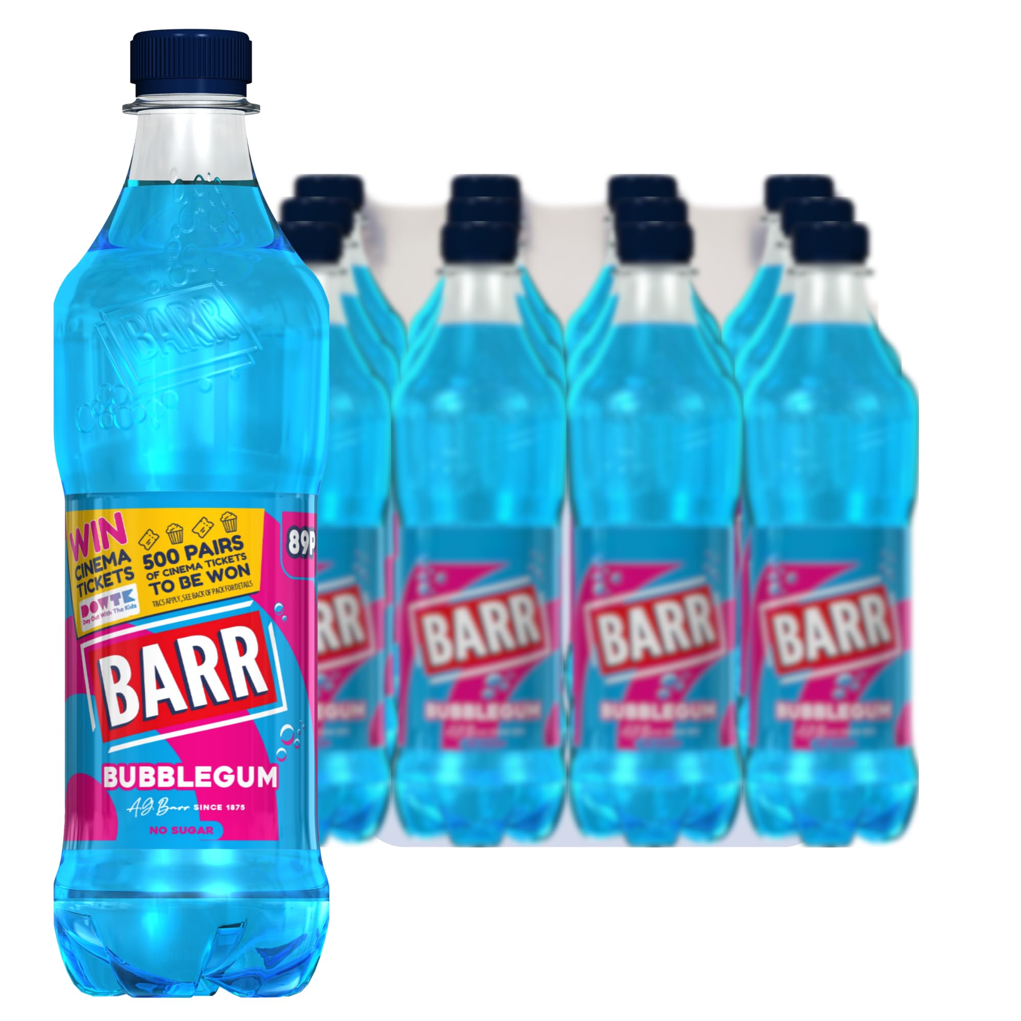 BARR since 1875, 12 Pack Blue Bubblegum, Zero No Sugar Flavoured Fizzy ...