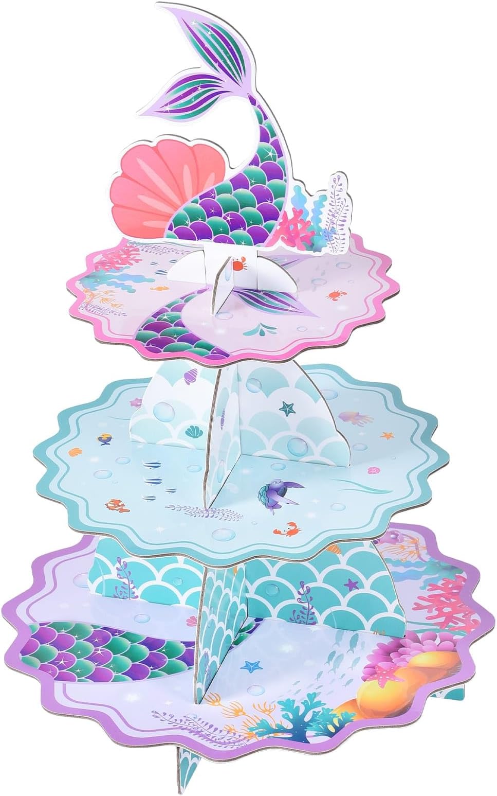 Amazon.com: Mermaid Cupcake Stand, 3 Tiers Cupcake Holder, Sturdy ...