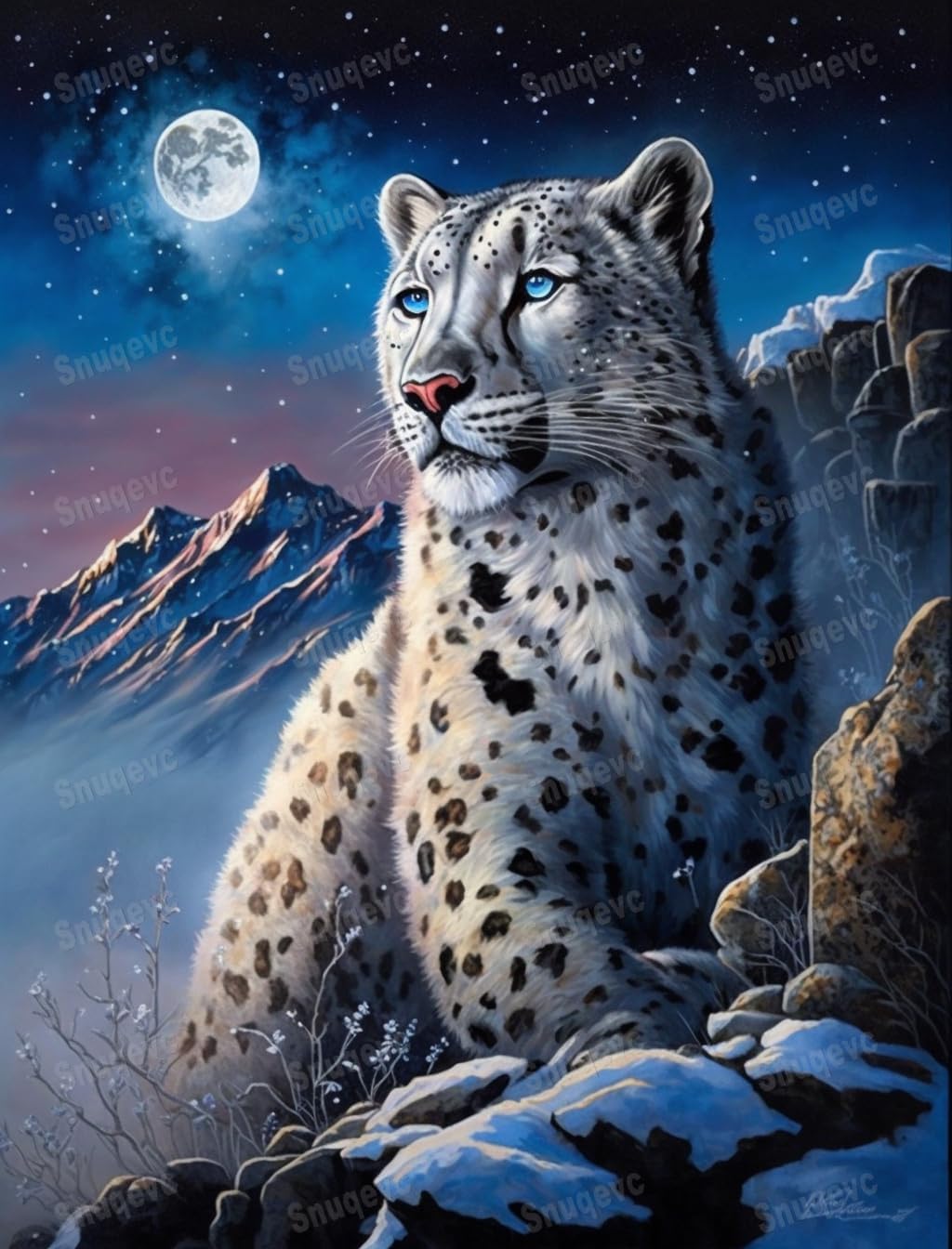 Amazon.com: Snuqevc Starry Snow Leopard Adult Diamond Painting Kits, 5D ...