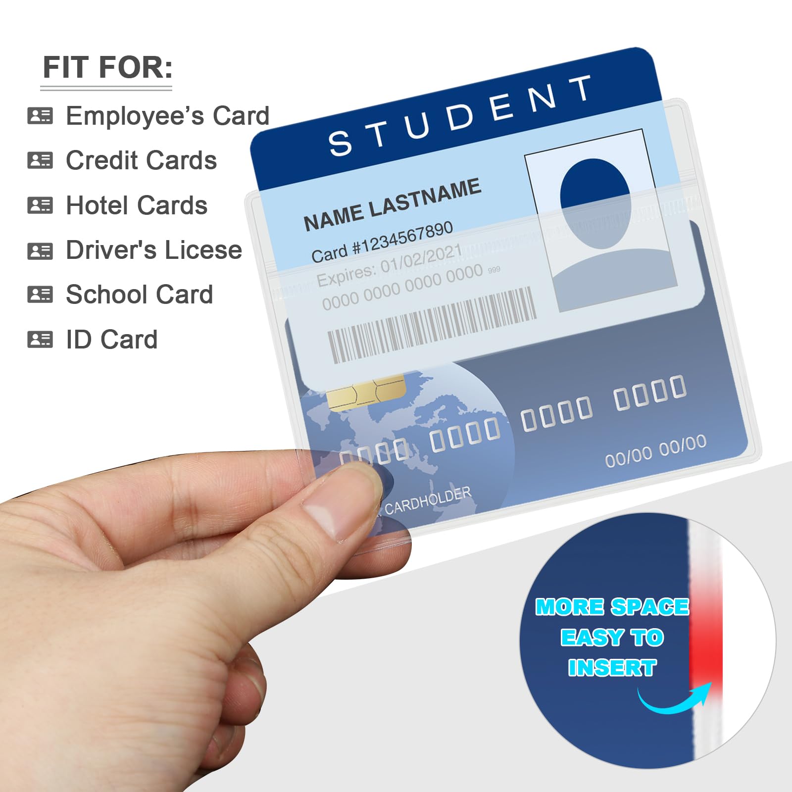Snapklik.com : 50 Packs Horizontal ID Badge Holder, Clear ID Card ...
