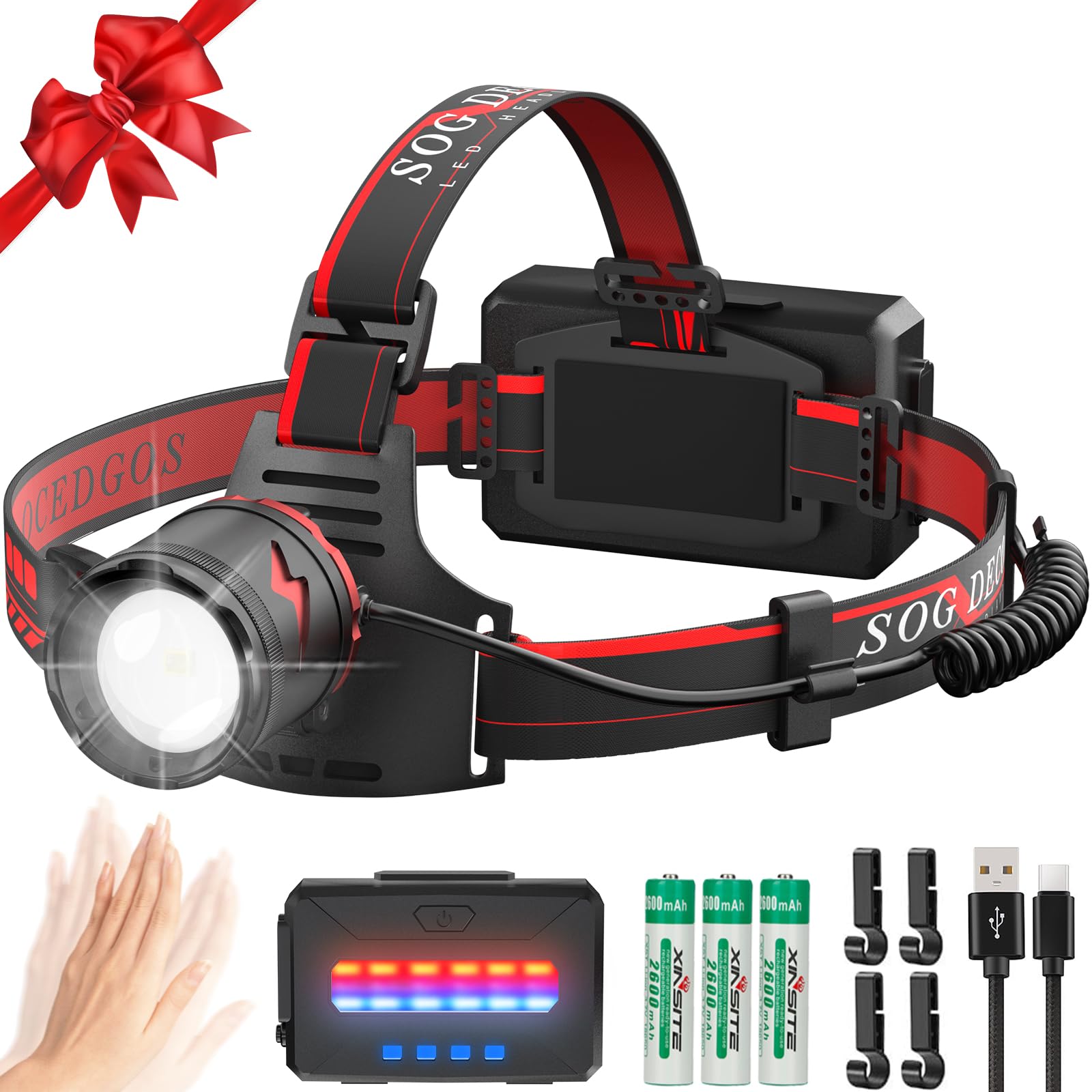 Amazon.com: Headlamps For Adults Rechargeable, 10 Hours 120,000LM Super ...