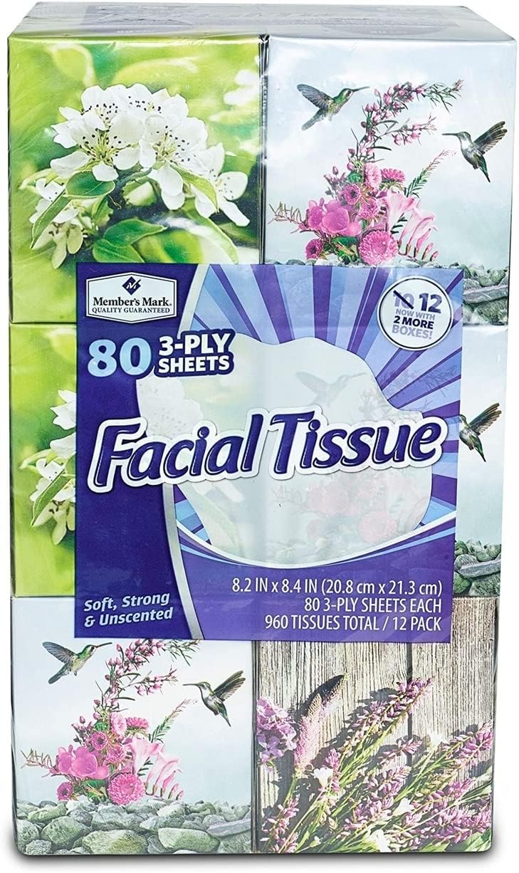 Amazon.com: Member's Mark 3-Ply Facial Tissue, 12 Pack (80ct. per box ...