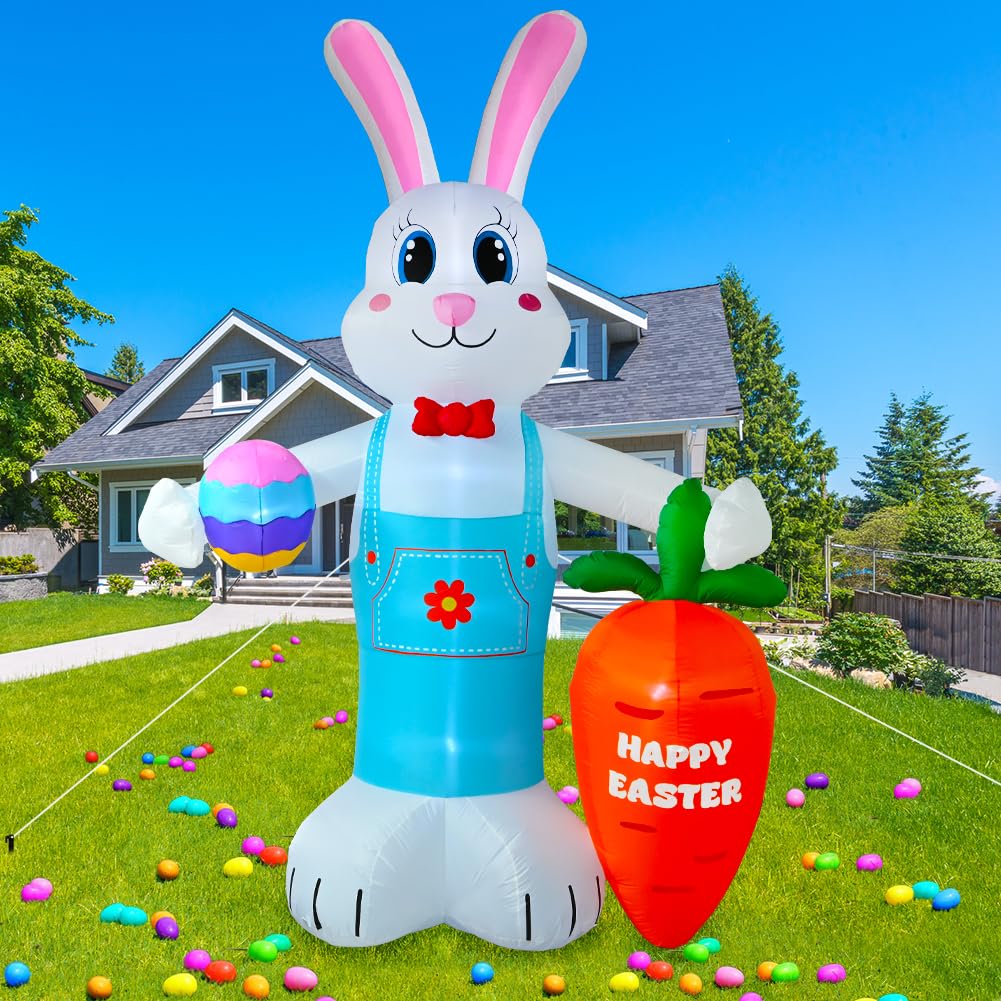 12.6 FT Easter Inflatables Bunny, Giant Blow Up Easter Rabbit Holds ...