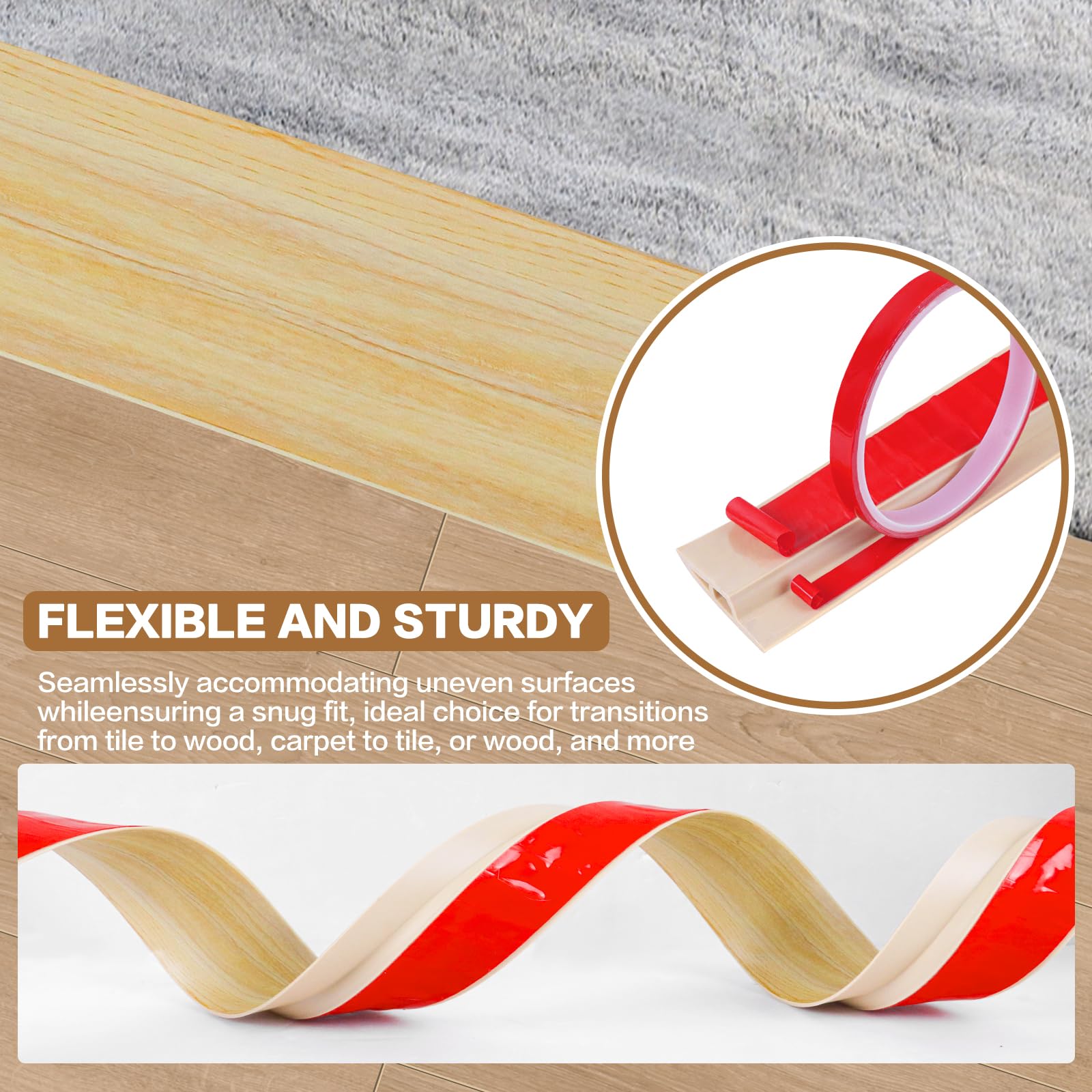 Snapklik.com : Floor Transition Strip Vinyl Door Threshold Ramp Self ...