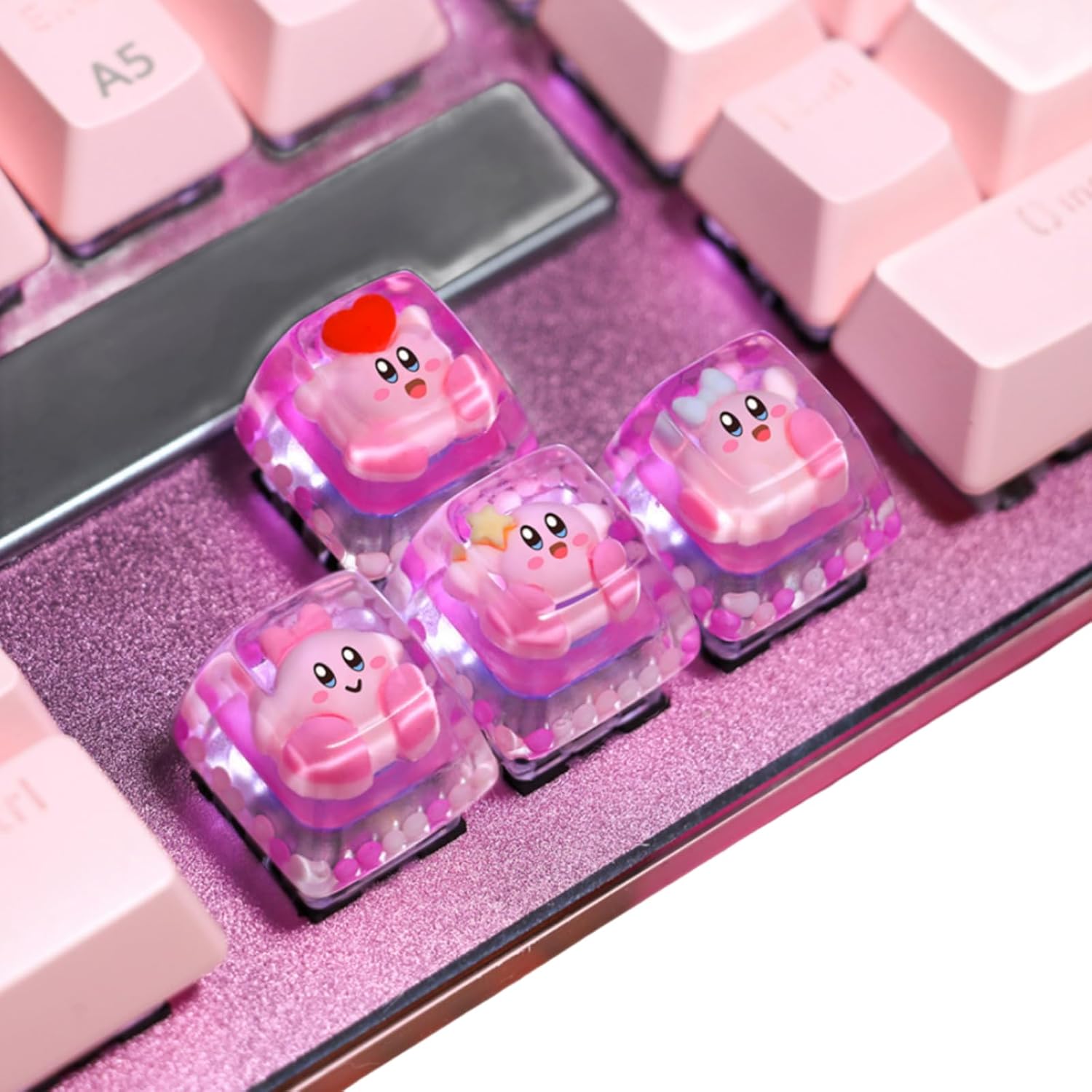 Amazon.com: ZMX Cute Anime Keycaps for Kirby,Handmade Artisan Resin ...