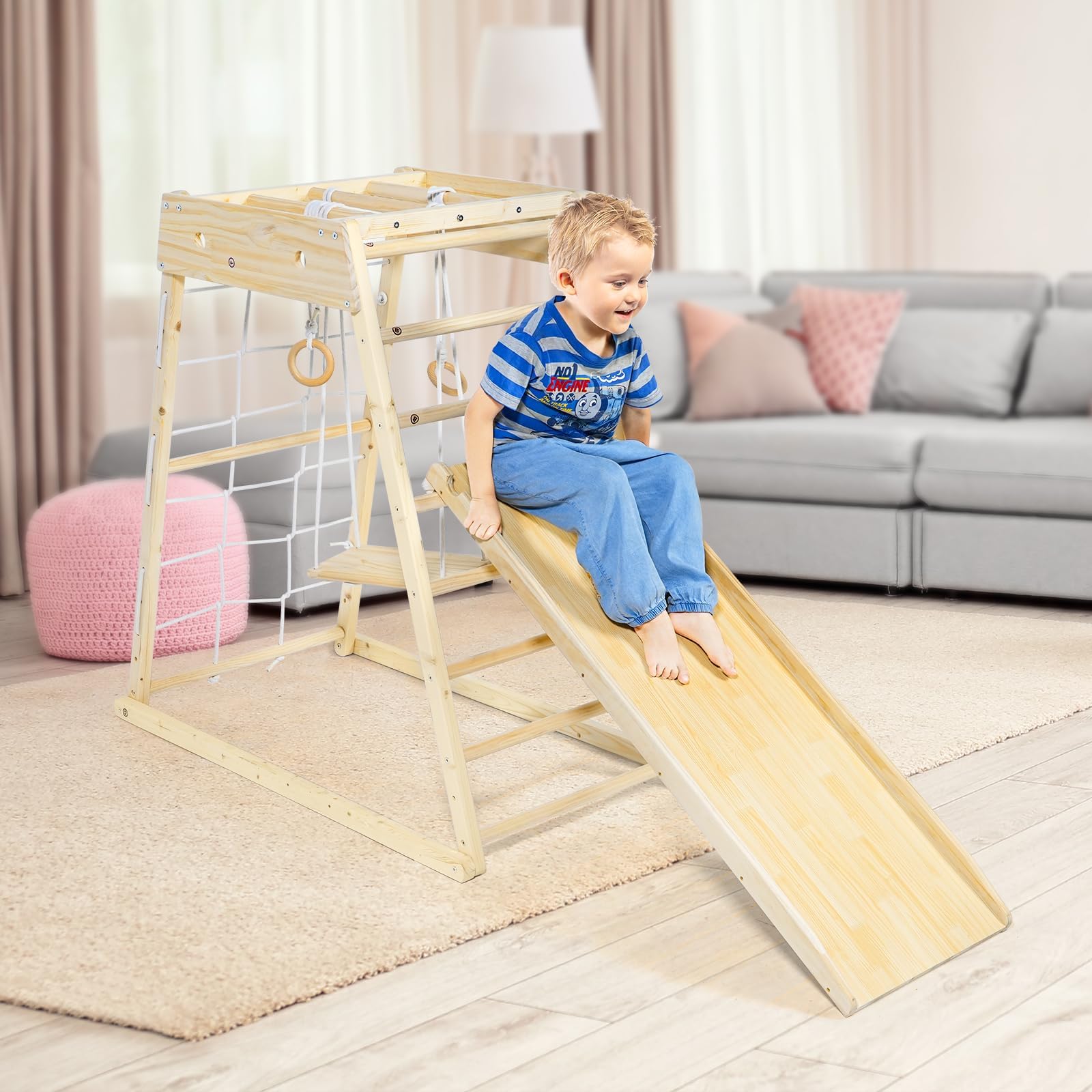 Amazon.com: Climber,Indoor Playground Wood Toddler Playset Montessori 7 ...