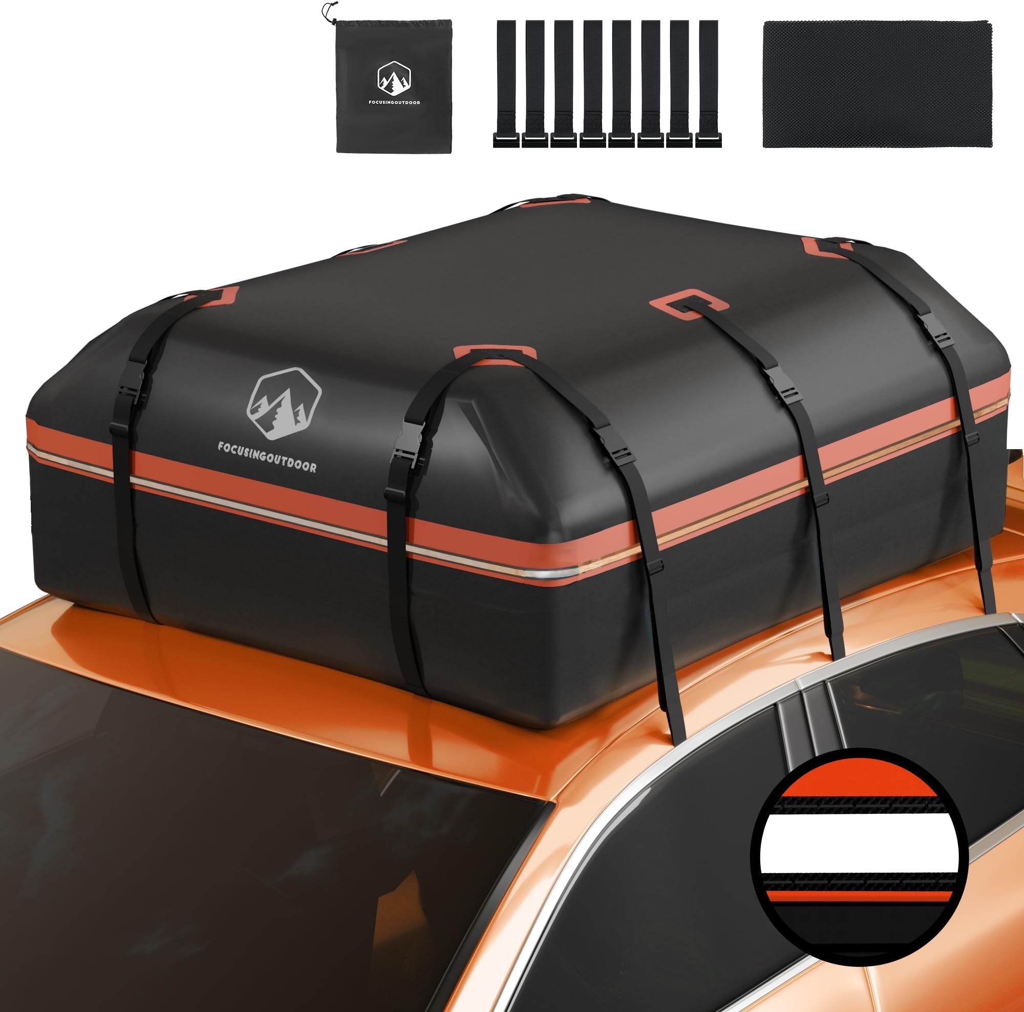 Amazon.com: 1000D Rooftop Cargo Carrier, PVC Waterproof Roof Cargo Bag ...