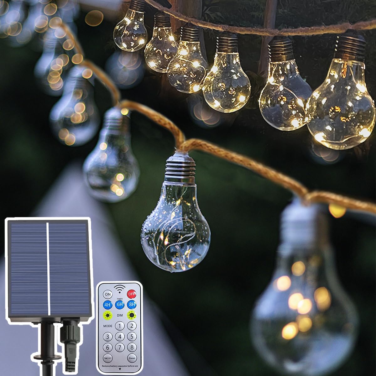 Solar Festoon Lights Outdoor, 35ft/10.6M USB & Solar String Lights with ...