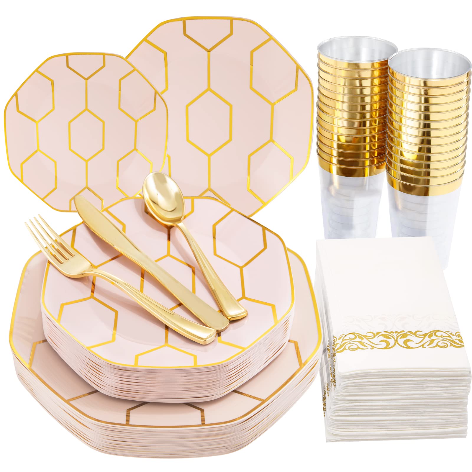 Snapklik.com : COLOSUS 175Pcs Disposable Pink Plastic Party Plates ...