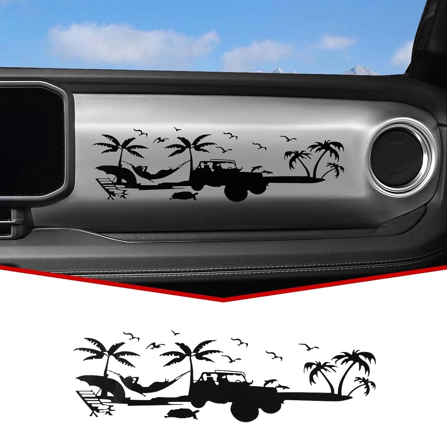 Amazon.com - JeCar JL Glove Box Decal Dashboard Beach Truck Scene Vinyl ...