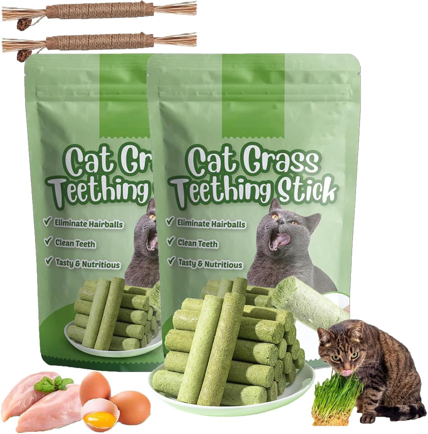 Amazon.com : Verdexa Cat Grass Sticks, 100PCS Berdexa Cat Grass ...