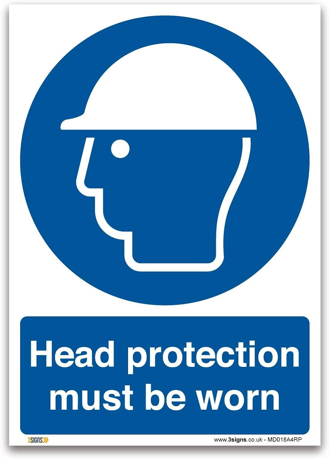 Head Protection Must Be Worn Sign – A4 Mandatory PPE Safety Notice ...