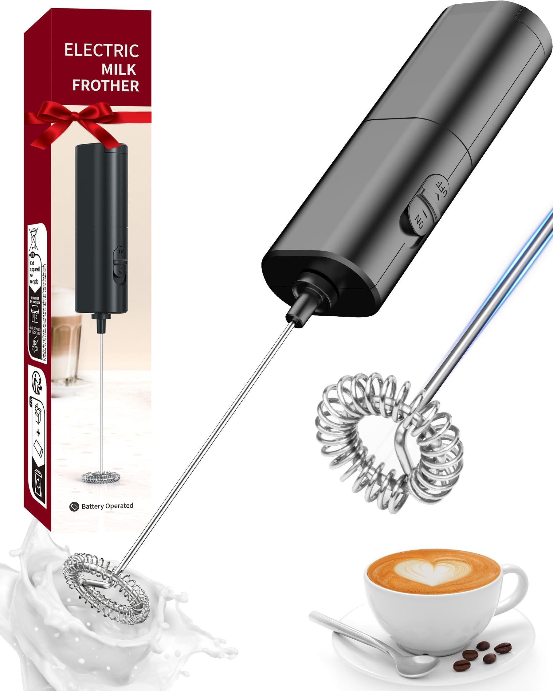 Bonsenkitchen Elektrische Milchaufschäumer, Handheld Milchschäumer Stab ...