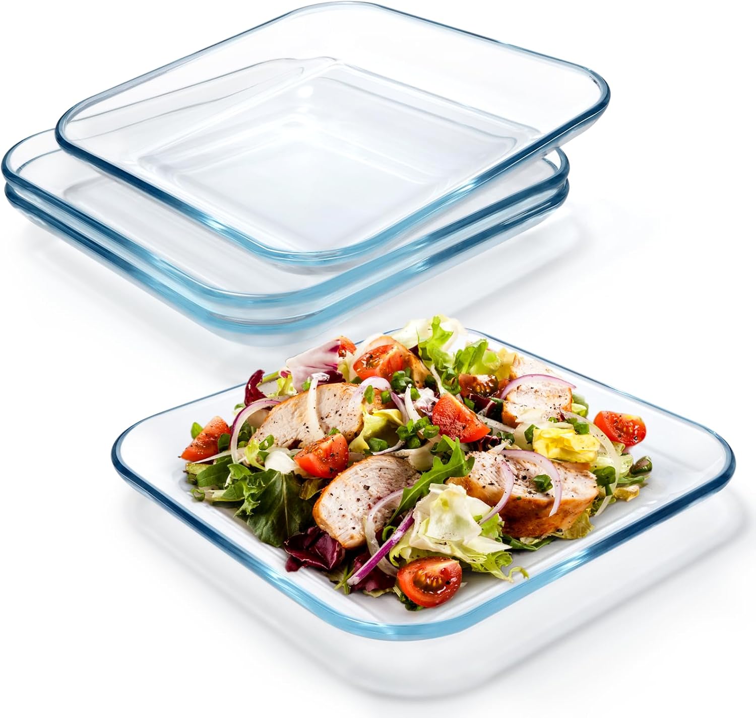 Amazon.com | NUTRIUPS 4 Pack 9 Inch Clear Glass Plates, Tempered Glass ...