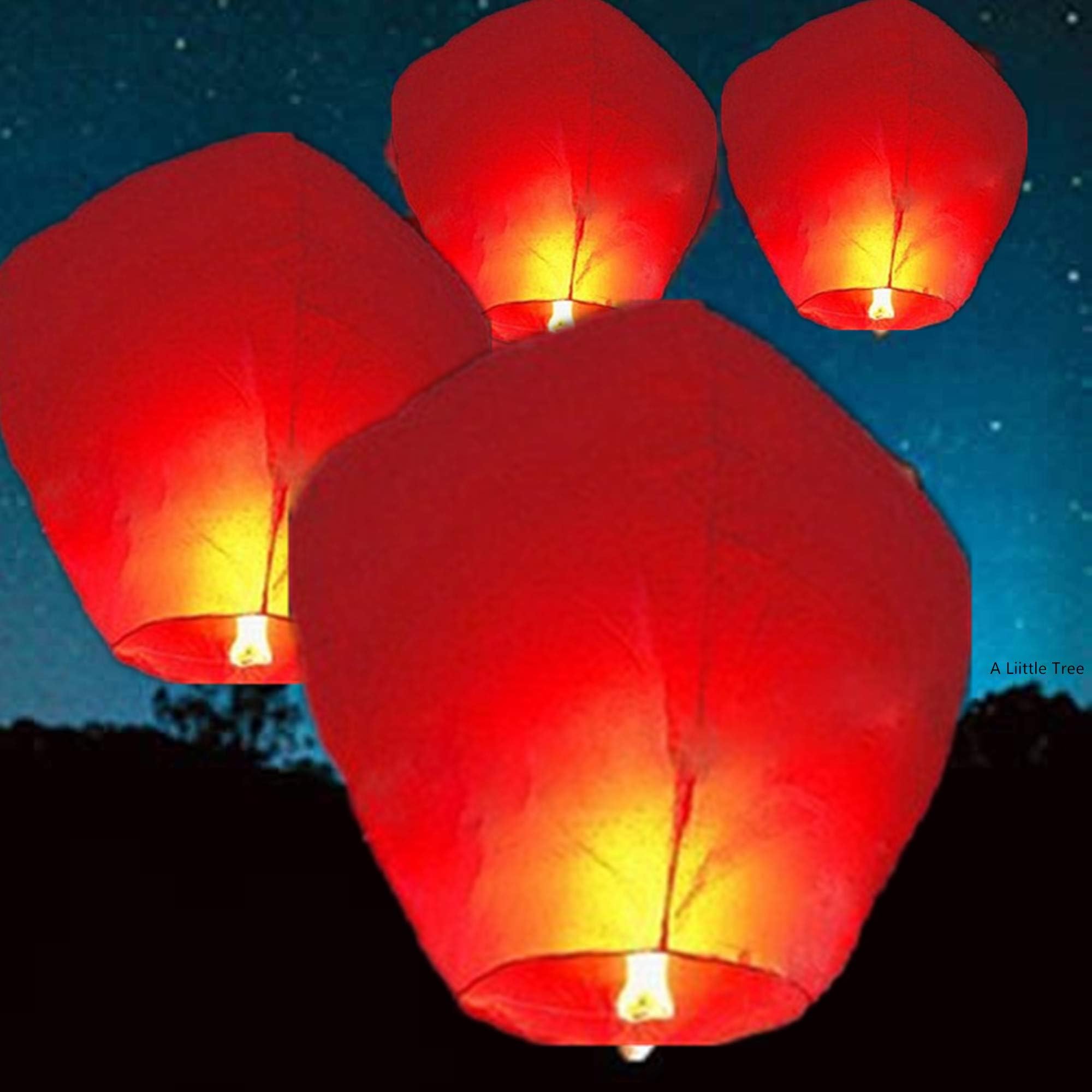 A Liittle Tree-20 Eco-Friendly Chinese Flying Sky Lanterns (Red ...