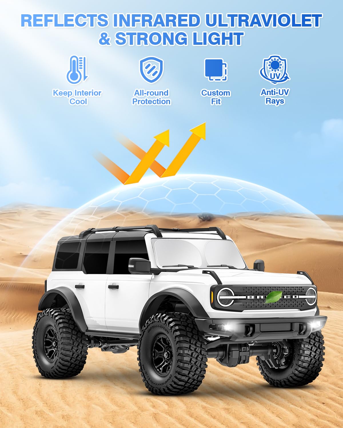 Snapklik.com : Windshield Sun Shade For 2021-2025 2026 Ford Bronco 4 ...