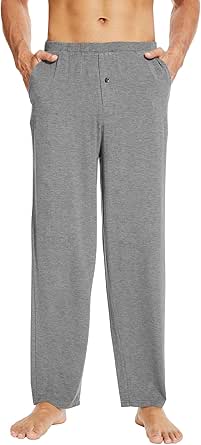 WiWi Men's Soft Knit Pajama Pants Lightweight Sleep Lounge Bottoms with ...