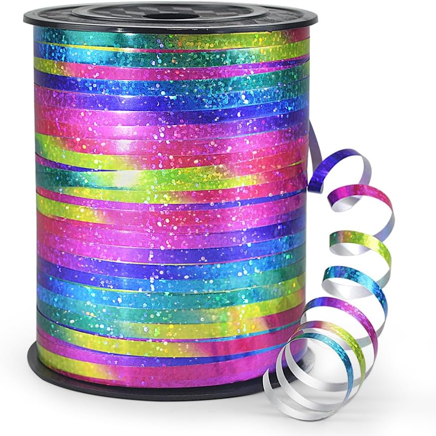Amazon.com: KMER LIFE Premium Rainbow Shiny Curling Shiny Ribbon, 1/5 ...