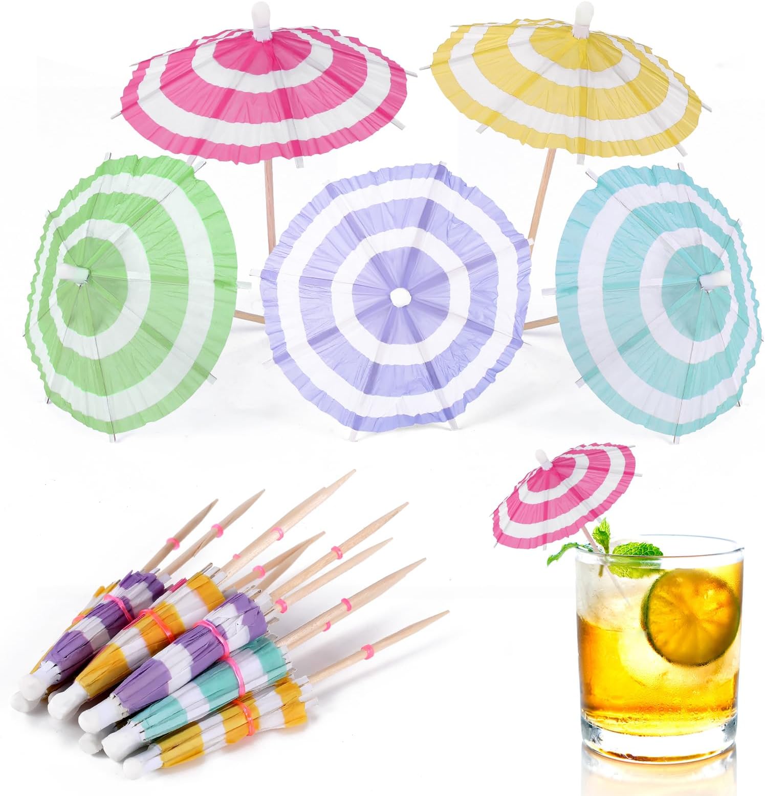 Amazon.com | Cunhill 150 Pcs Drink Umbrellas Cocktail Picks Parasol ...