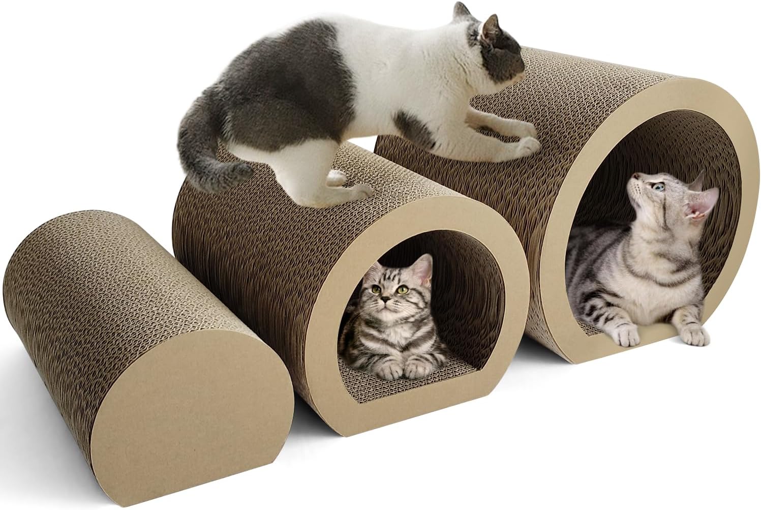 Hibtn Cat Scratching Cardboard,Cat Tunnel Bed For Three-Piece Set ...