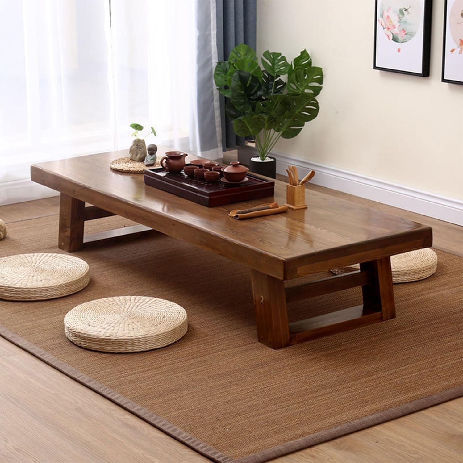 Amazon.com: Japanese Floor Table Low, Small Coffee Table for Sitting On ...