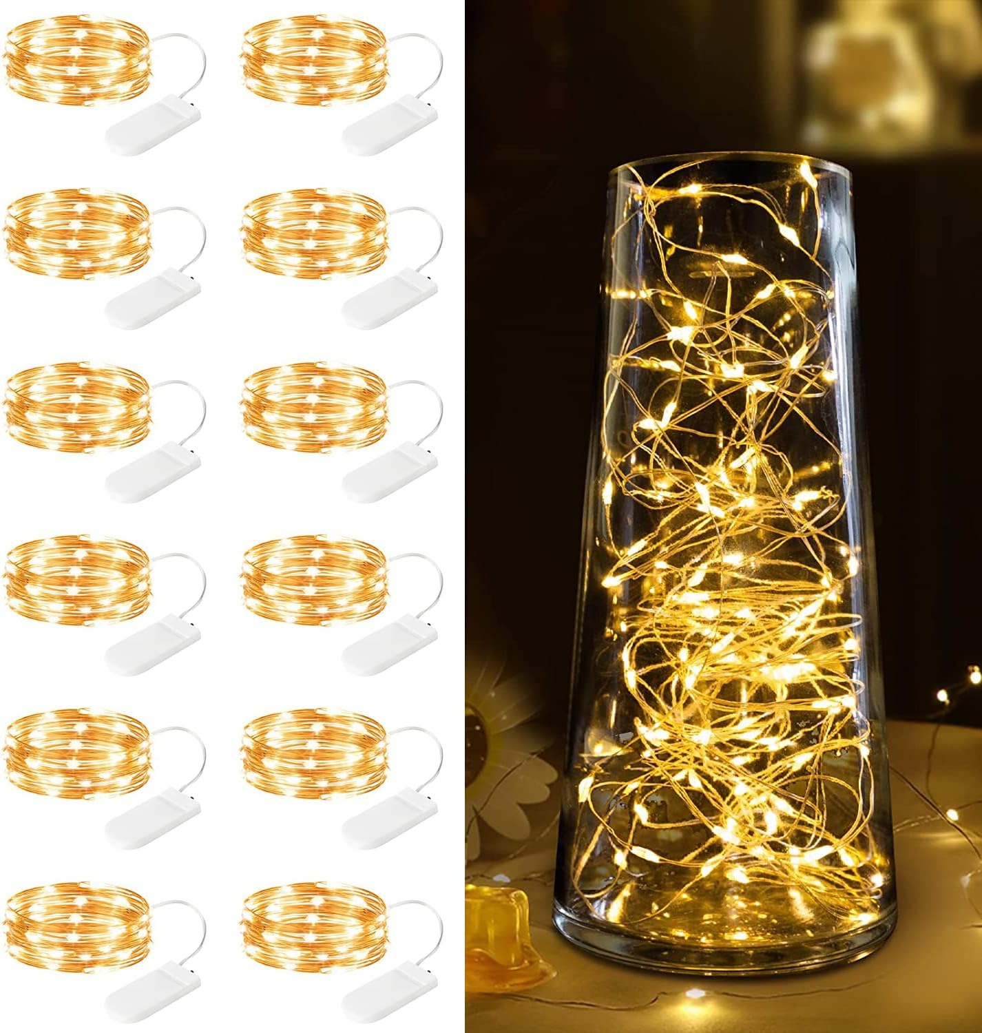 Amazon.com: Minetom 12 Pack Fairy Lights Battery Operated -7ft 20 LED ...