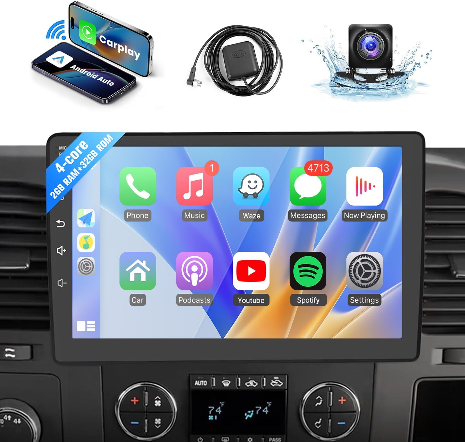 Amazon.com: Leadfan Android Car Radio for Chevrolet/GMC/Buick, 10.1 ...