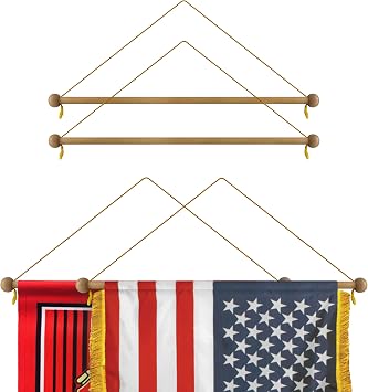 Amazon.com : ILOT 35" Wooden Banner Pole - Sturdy Wall Flag Hanger ...