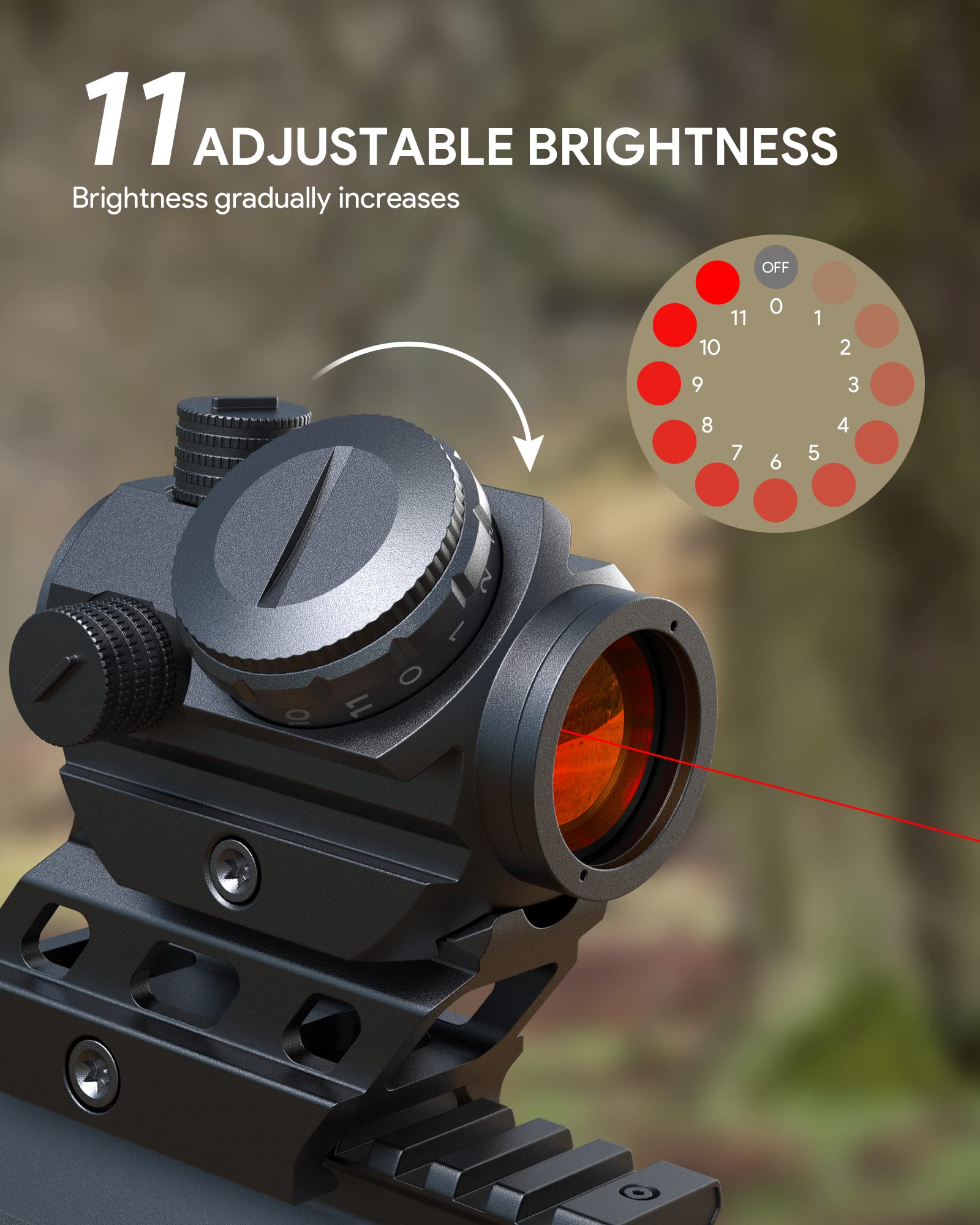 Buy Red Dot Sight, Heartgon 3-4 MOA Red Dot Scope 1” Riser Mount ...